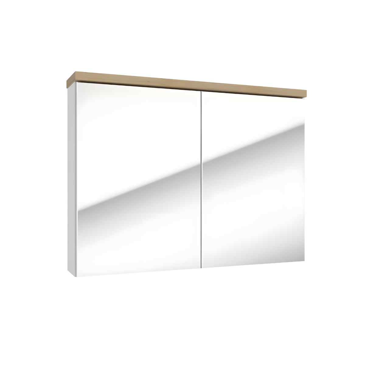 STILLA E80 peeglikapp – valge kõrgläige, 80×60×15 cm